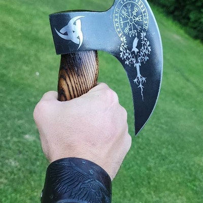 Viking Axe Greenlander Ragnar Axe Camping Axe With Rose Wood Shaft, Viking Bearded Nordic ...