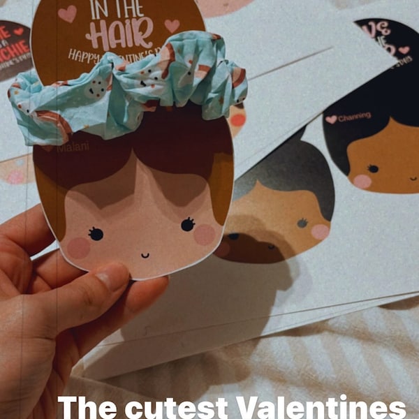 Valentine Srunchie Tag, Scrunchie Labels, Classroom Valentine Cards ...