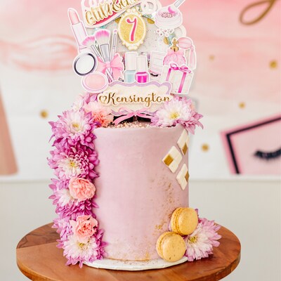 Makeup Cake Topper Glitz and Glam Cake Topperpamper Party Cake Topper ...