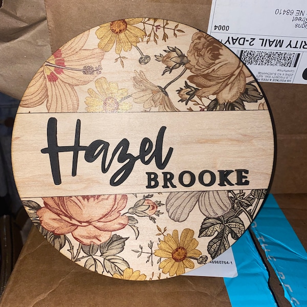 Spring Round Sign, Personalized Wood Sign, Round Wood Sign, Nursery ...