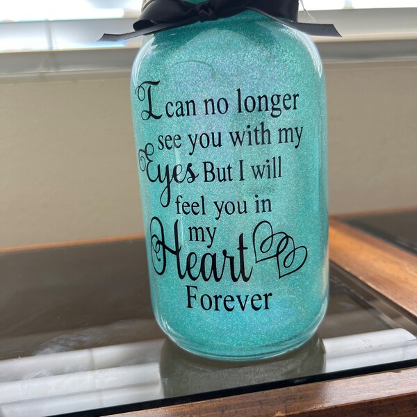 Memorial Glitter Mason Jar Light, Night Light, Memory Jar, Memorial Jar ...