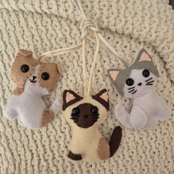 Felt Cute Kitty PDF Pattern, Cat Felt Decoration, Hand Sewing Tutorial ...