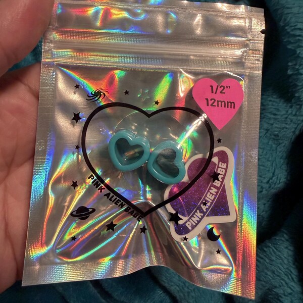 Cady Love Heart Blue Neon Green Pink Glitter Shaped Ear Plugs Gauges ...