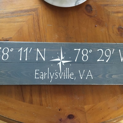 Longitude Latitude Sign GPS Coordinates Wood Plaque Unique - Etsy