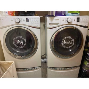 Laundry Room Decor Wash Dry Vinyl Decal Set, Washing Machines and ...
