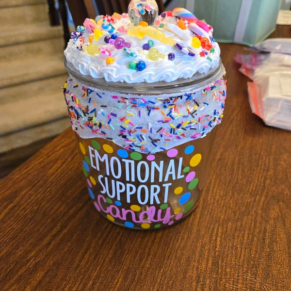 Personalized Funny Glass Candy Jar for Emotional Support, Custom Office ...