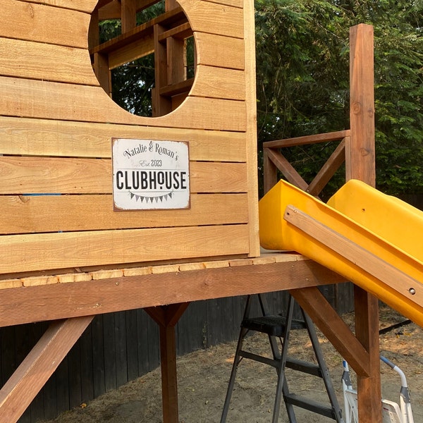 Personalized Clubhouse Sign for Playrooms or Treehouses, Vintage ...
