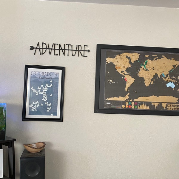 Adventure Sign, Arrow Wall Decor, Adventure Word Cutout, Travel Wall ...