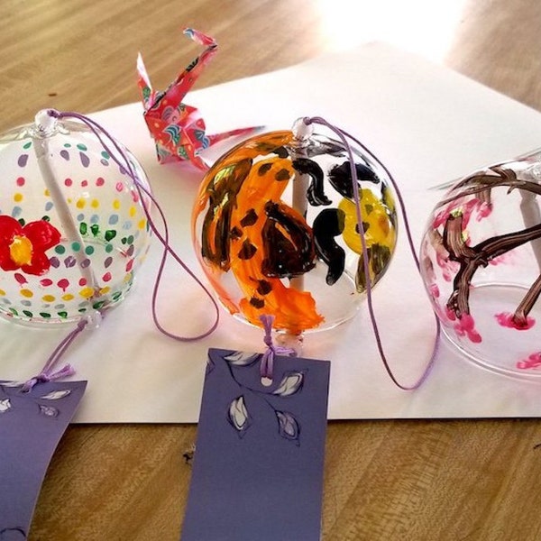 2 Pieces 8*7cm JAPANESE Style Traditional Glass Furin Wind Bell Wind ...