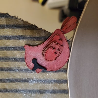 Hand Stitched Looking Cardinal Ornament Tag, Christmas, Sewn Look, Wood ...