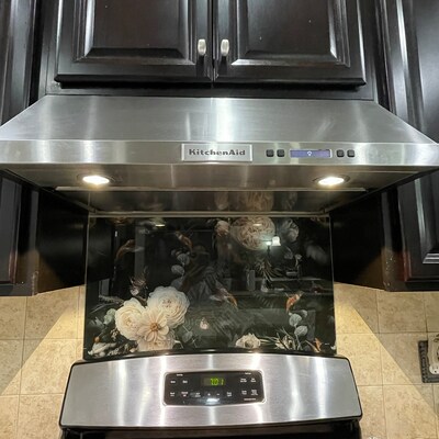 Glass Stove Backsplash, Kitchen Splashback Wall Panel Behind Cooker and ...