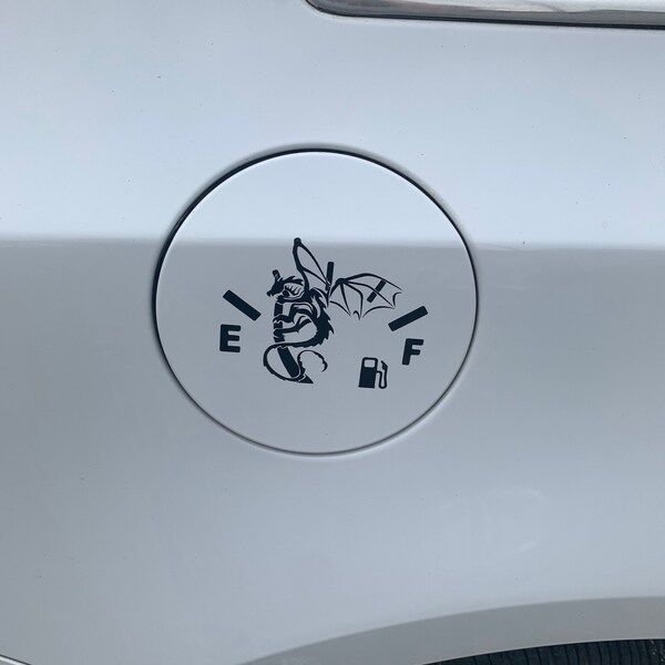 Dragon Empty Gas Tank Car Decal, Funny Car Decal, Dragon Laptop Decal ...
