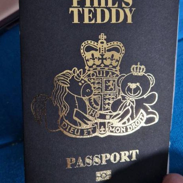 Real Foil Teddy Bear Passport Personalised With Name and Picture ...
