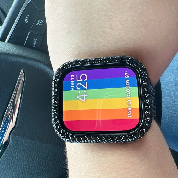 Custom Apple Watch Band Black & or Iwatch Lab Diamonds Bezel Apple ...