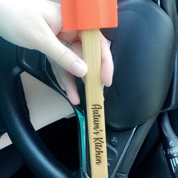 Personalized Your Name Kitchen's Bakers Silicone Spatula With Bamboo ...
