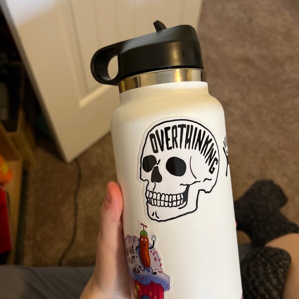 Overthinking Sticker. Anxiety Skull Sticker. Mental Health Sticker ...