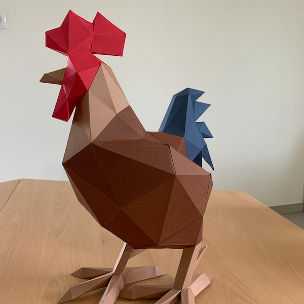 3d Papercraft Rooster PDF Template, DIY Rooster, 3D Origami, Paper Cock ...