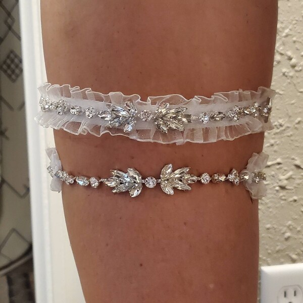 Delicate Rhinestone Wedding Garter Set Rhinestone Bridal Garter Set ...