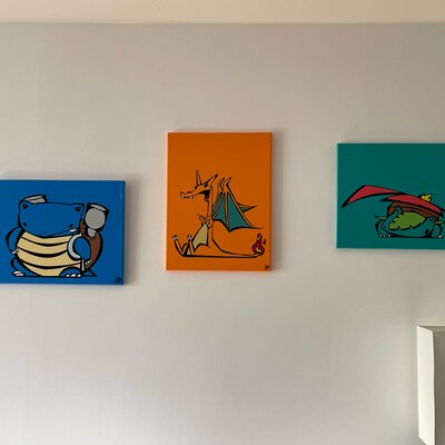 Derpemon Starter Set. Each is a Hand Painted 8 X 10 Canvas. - Etsy