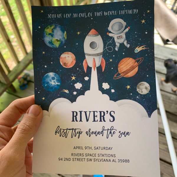 Outer Space Birthday Invitation Template, Rocket, Astronaut (digital ...