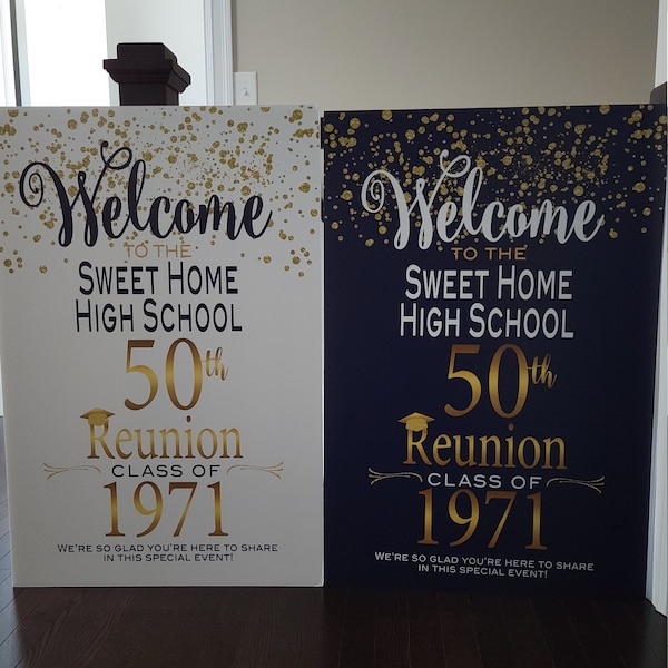 Class Reunion Personalized Welcome Sign Printable File | Gold Confetti ...