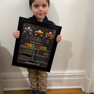 Editable First Day of Preschool Sign, Monster Truck First Day of School ...
