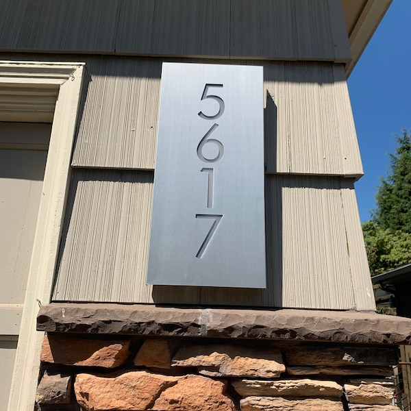 XL Vertical Lighted Address Sign, Address Plaque, Large Modern ...