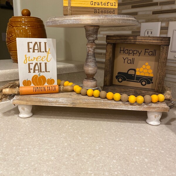 Thanksgiving Decor Set-book Stacks-beaded Garland-rolling Pin-book ...