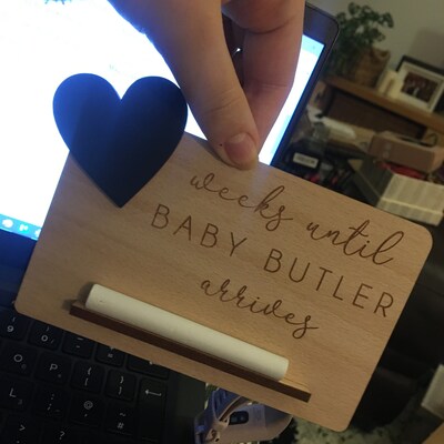 Personalised Baby Arrival Countdown Plaque Engraved Chalk Plaque ...