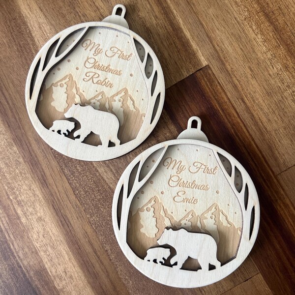 Personalized Name Christmas Ornaments Custom Baubles Set, Wooden ...