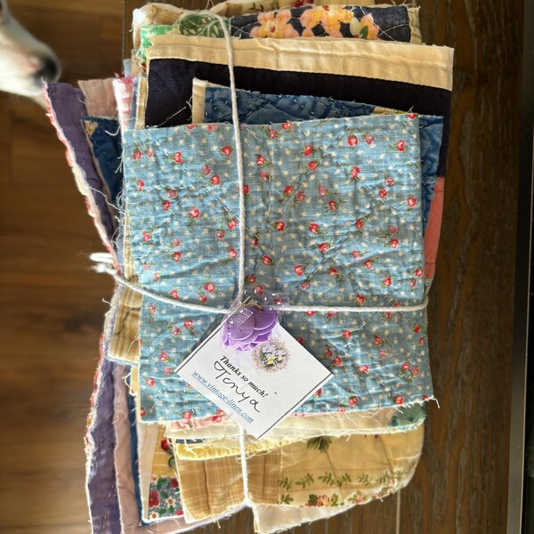 SIX Vintage Postage Stamp Patchwork Quilt Squares for Repurposing, and ...