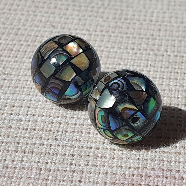 G0372 12mm Handmade Abalone Shell Mosaic Ball Round Loose Beads *select ...