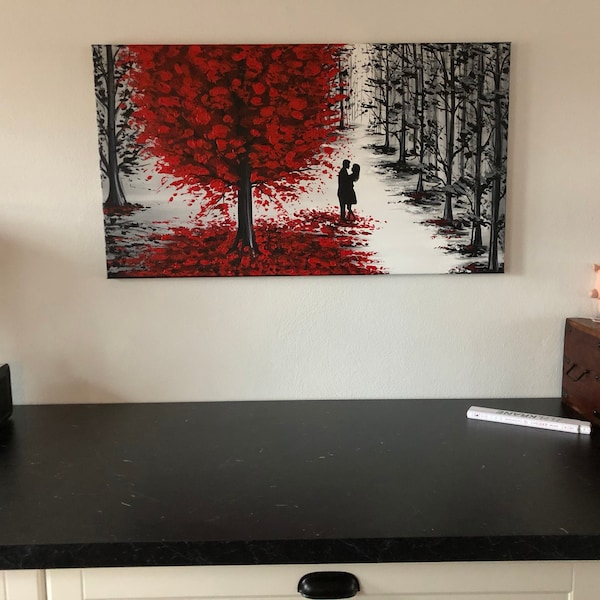 Romantic Wall Art Couple Painting on Canvas Couple in Love Fall ...