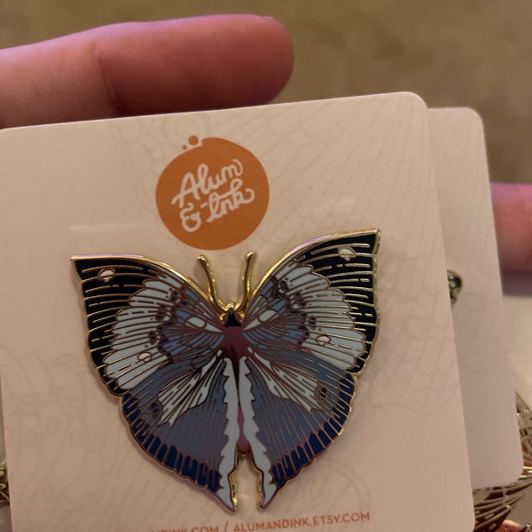 Blue Oakleaf Butterfly Enamel Pin - Etsy