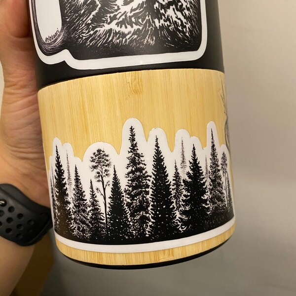 Treescape Line Vinyl Sticker: Waterproof Pine & Fir Tree Decal - Etsy