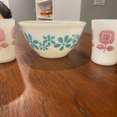 RARE Agee Crown Pyrex Turquoise Picket Fence Ramekins - Etsy