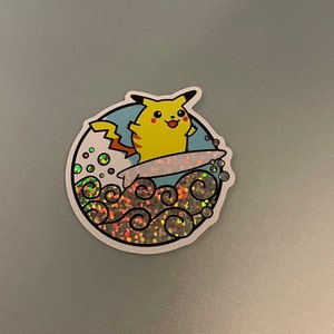 Surfing Pikachu Pokemon Inspired Sticker - Etsy
