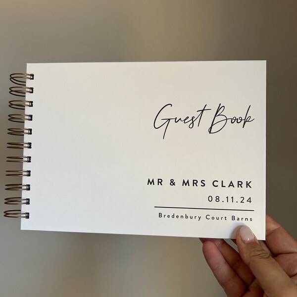 Minimal Script Wedding Guest Book - Personalised Guest Book - Custom ...