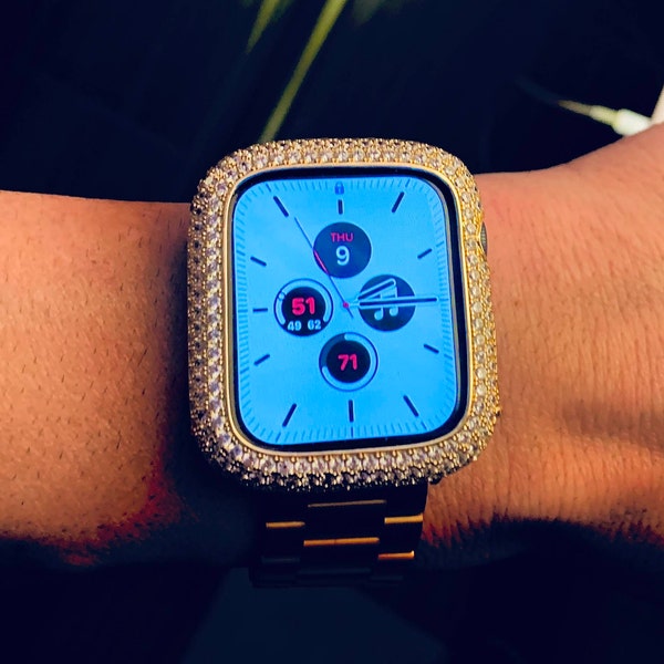 Yellow Gold Apple Watch Band and or Lab Diamond Apple Watch Case ...