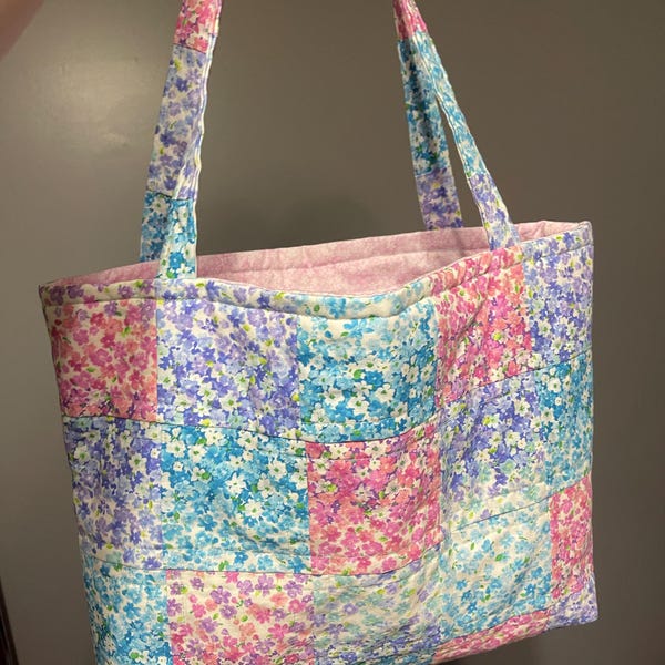 Digital Download: Quilted Patchwork Tote Bag Sewing Pattern and ...