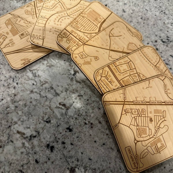 Custom Slate Coasters With Engraved Street Map | Pack of 4 | Custom ...