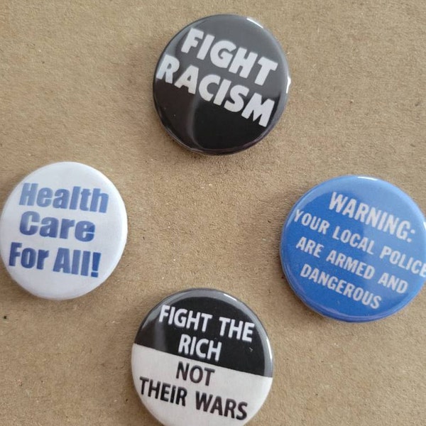 4 Vintage Remake Political Button Badges Socialist Liberal Healthcare ...