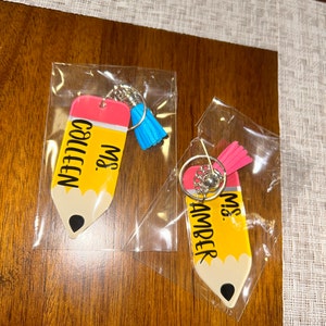 Custom Teacher Pencil Keychain - Etsy