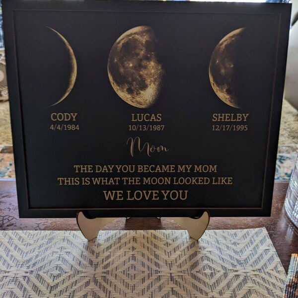 Custom Moon Phase Print Frame, Personalized Moon Phase Frame, Mother’s ...