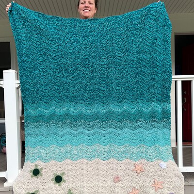 Sea Turtle Crochet Blanket Pattern, Ocean Afghan, Crochet Pattern ...