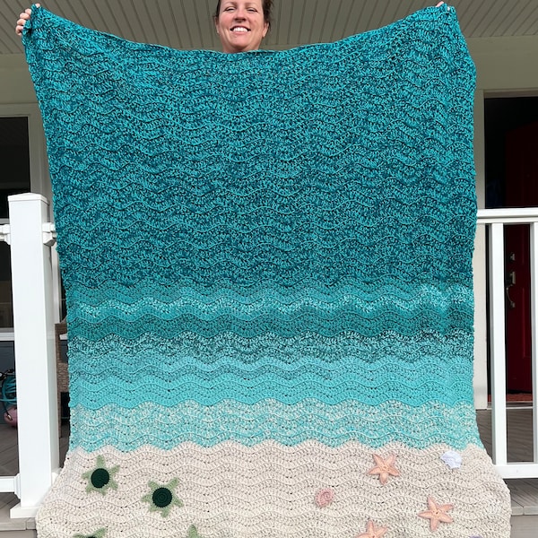 Sea Turtle Crochet Blanket Pattern, Ocean Afghan, Crochet Pattern ...