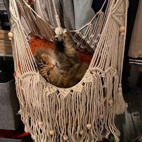 Macrame Hanging Cat Bed, Macrame Cat Hammock, Macrame Cat Basket, Cat ...