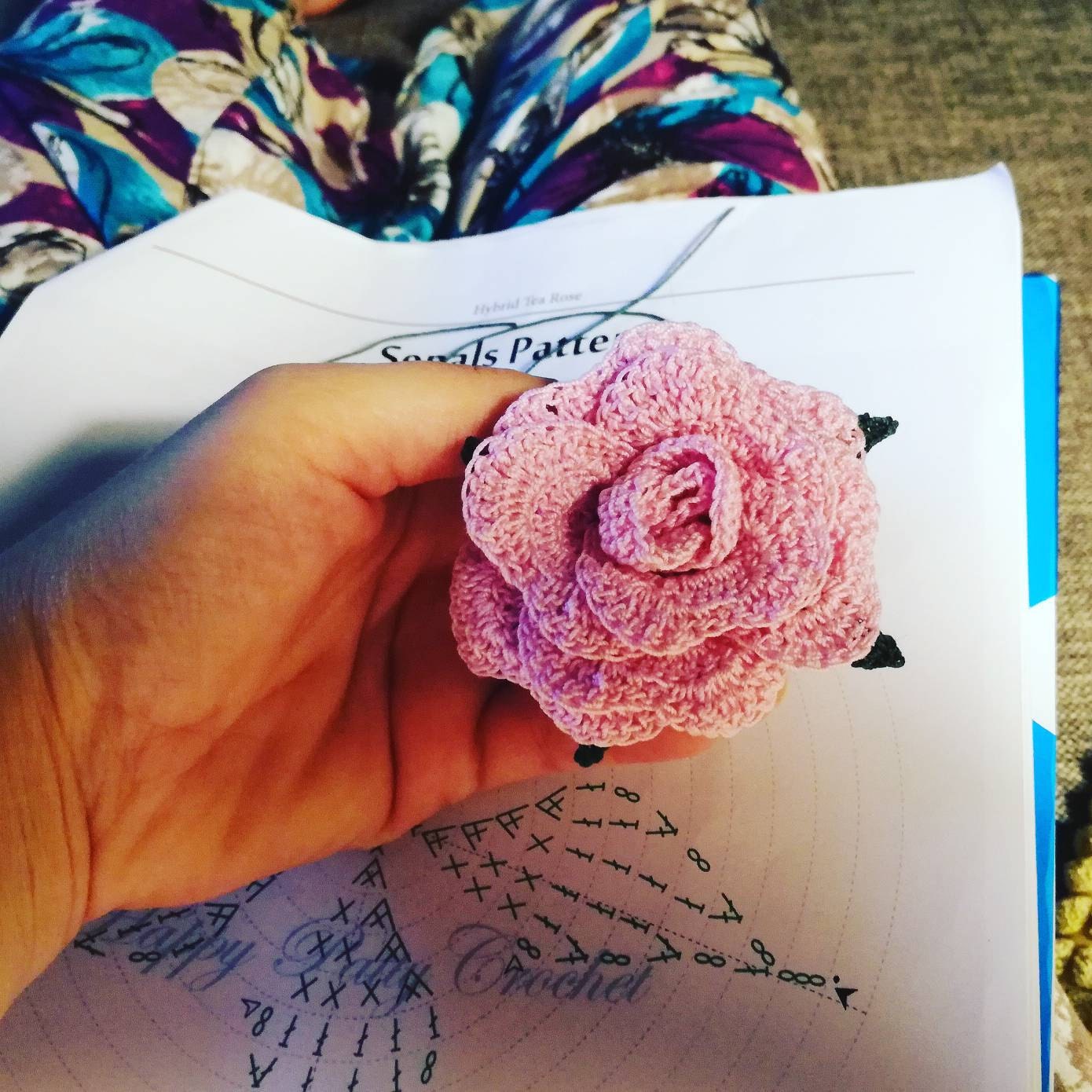 Crochet Hybrid Tea Rose Applique Pattern by Happy Patty Crochet