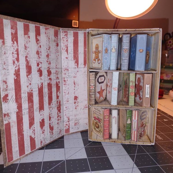 Christmas Mini Books Secret Cabinet Box, Junk Journal, Bookcase Kit ...