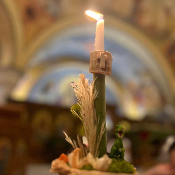 Greek Easter Candle, Palm Sunday Candle, Greek Lambatha, Elegant ...